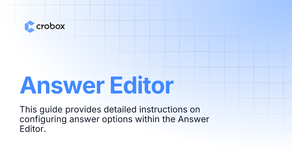 Answer Editor | Crobox Documentation