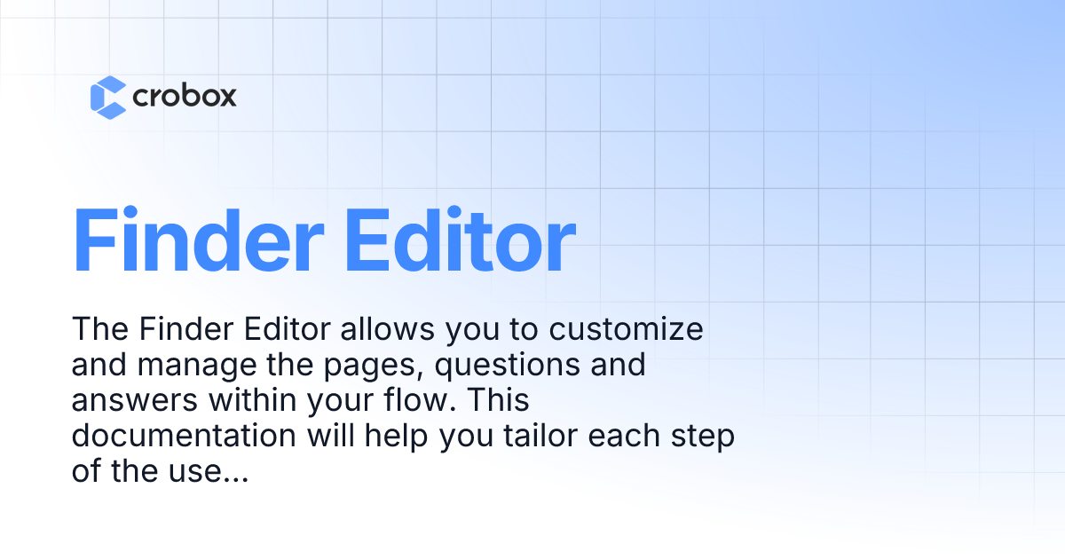 Finder Editor | Crobox Documentation